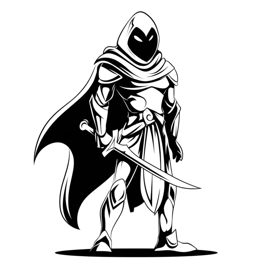 Cute Assassin Illustration PNG & SVG, 300 DPI, Transparent Background ...