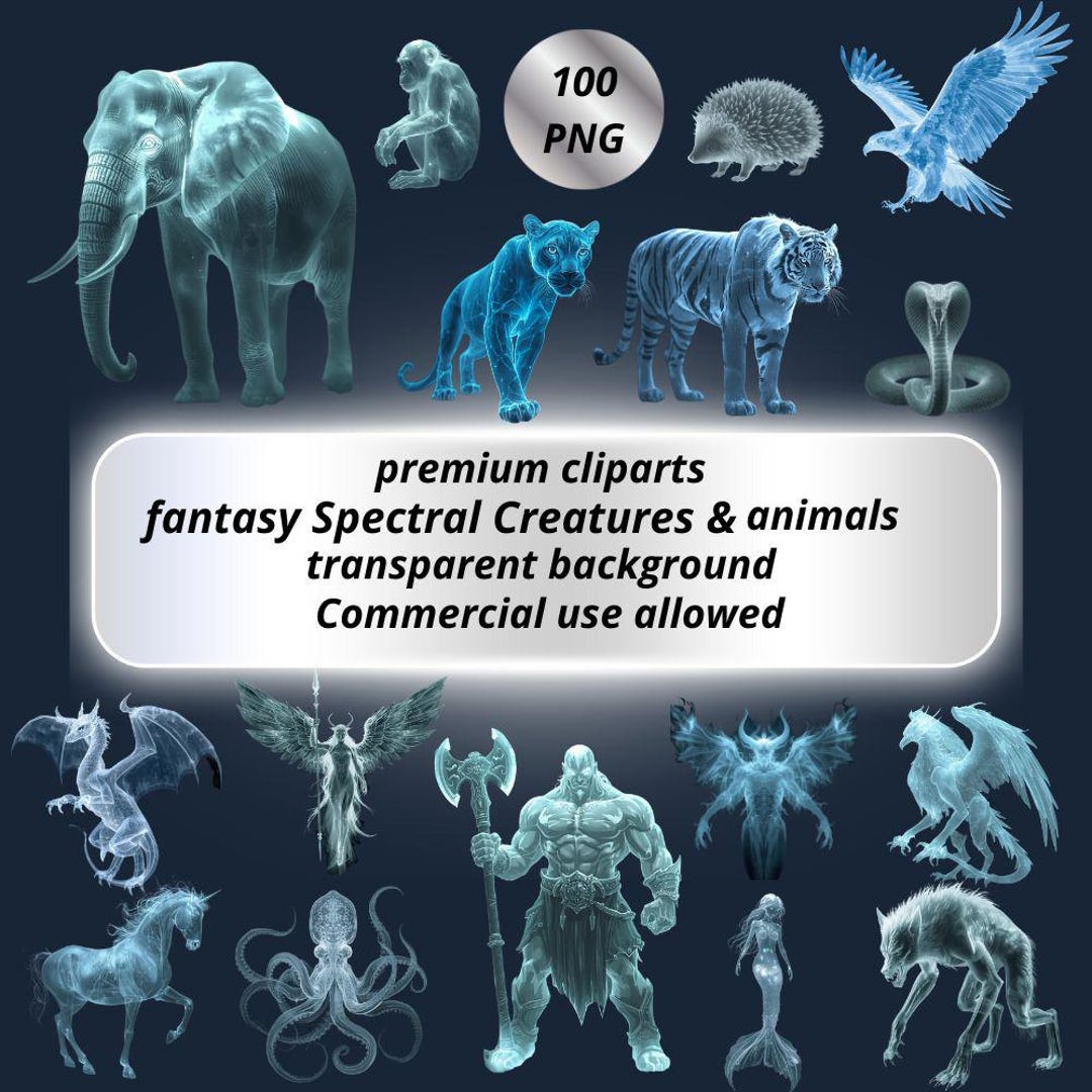 100 Spectral Animals & Creatures – High-res Pngs (3125×3125 Px, 300 DPI ...
