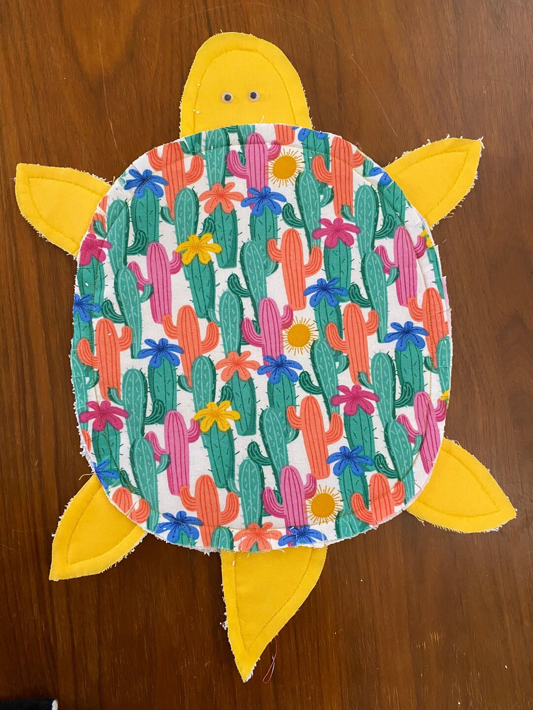 Handmade Turtle Floor Mop, Reusable Cotton Cleaning Pad, Cactus Themed ...