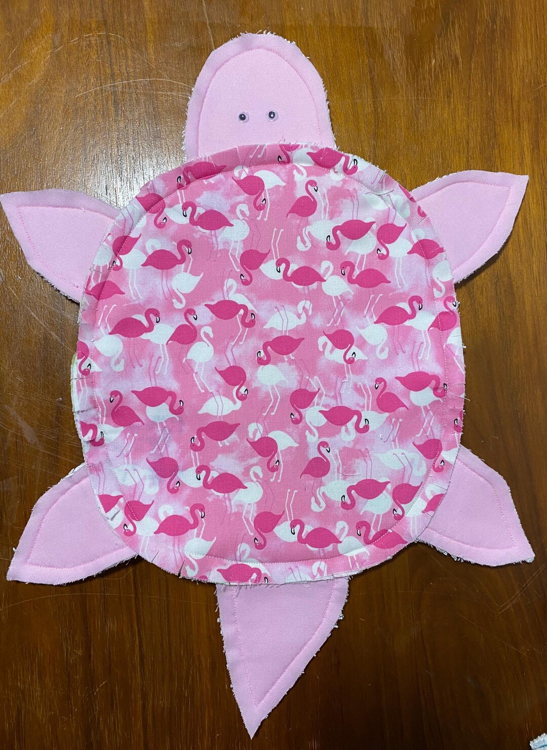 Handmade Turtle Floor Mop, Pink Flamingo Fabric, Reusable Cleaning Pad ...