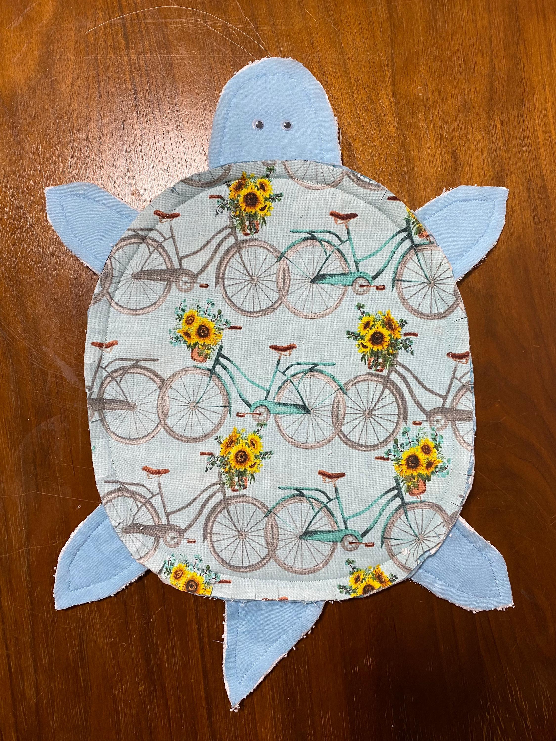 Handmade Turtle Floor Mop, Bicycle Print Cotton, Reusable Cleaning Pad ...
