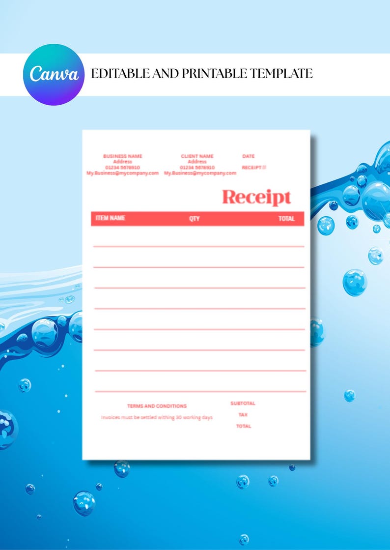 Pink Aesthetic Receipt Template - Etsy
