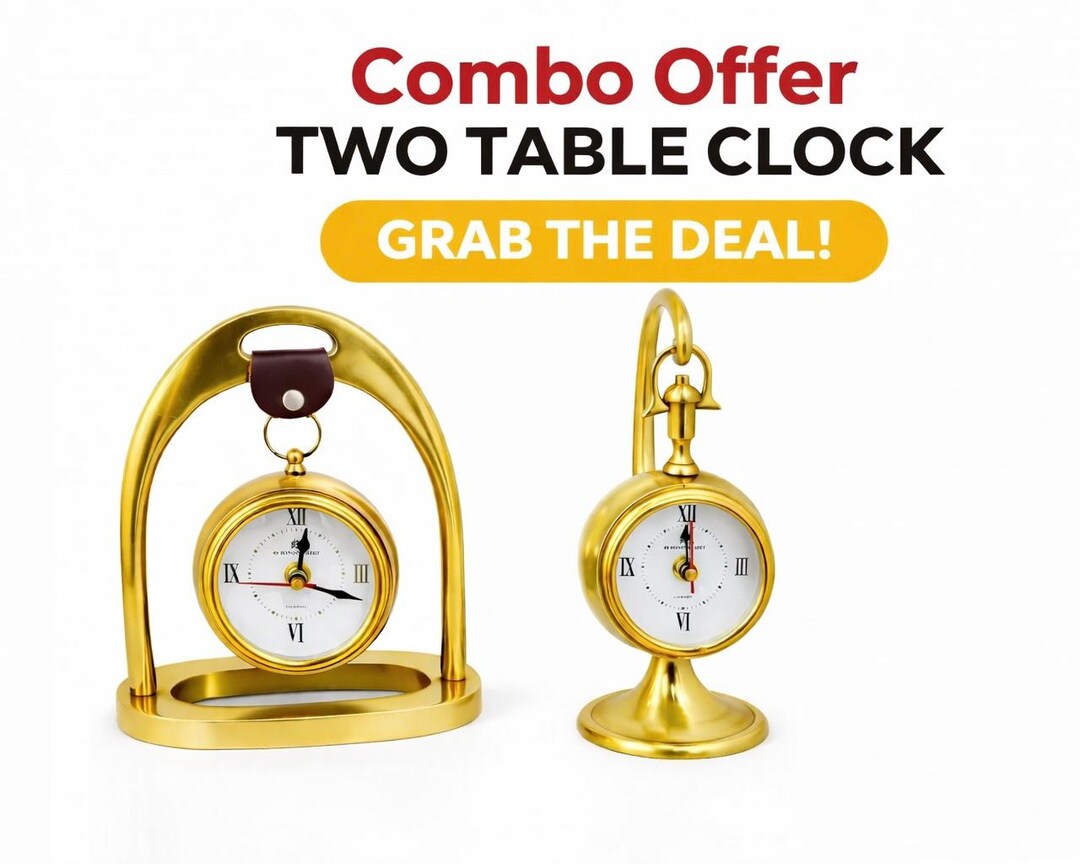 Buy Vintage Brass Table Clock Combo – Set of 2 Antique-style Nautical ...
