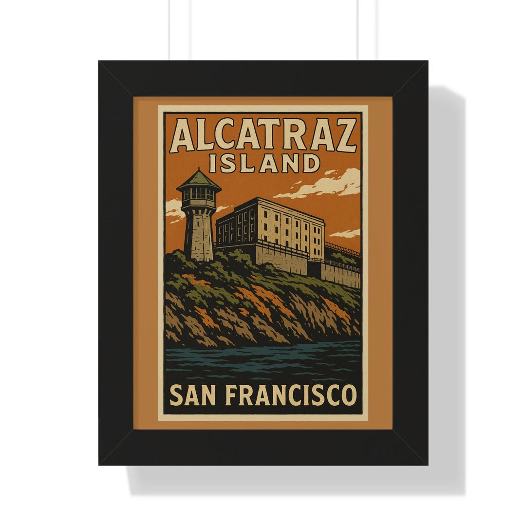 Framed Alcatraz Island Vertical Poster, Vintage Wall Art, San Francisco ...