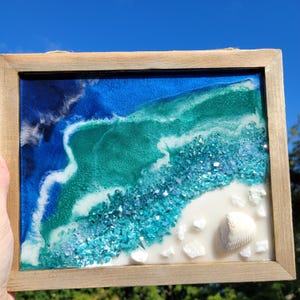 Beach Art - Serenity Beach Scene - Resin Wall Art - Resin Art Decor ...
