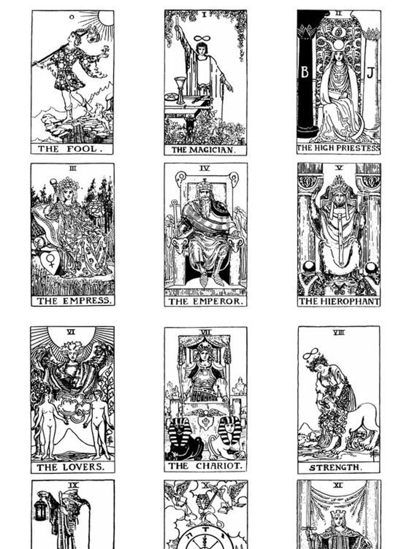 Tarot Coloring Book - Printable Tarot Card Coloring Pages 78 Cards ...