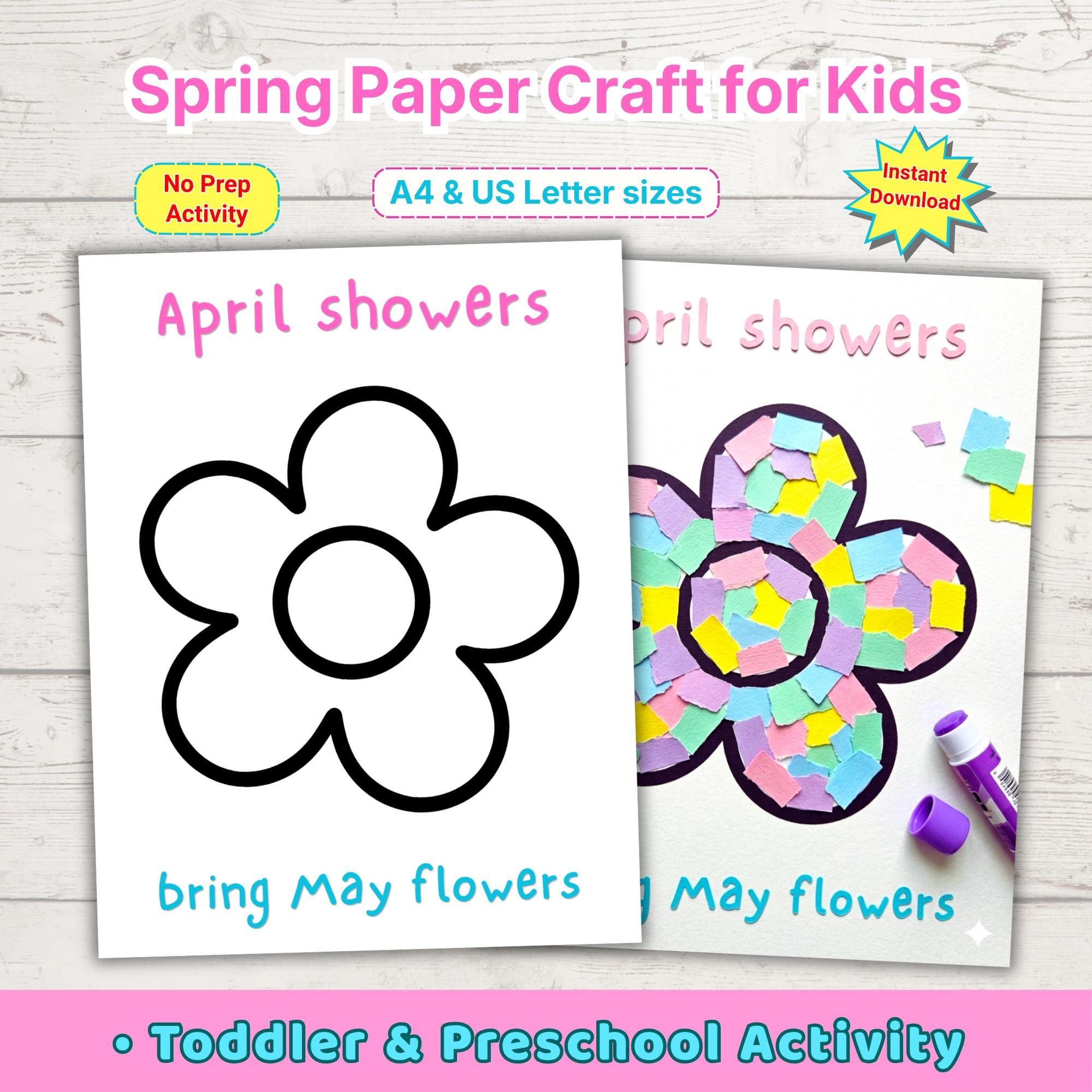 Spring Craft Printable for Kids | Flower Paper Activity | Fine Motor ...