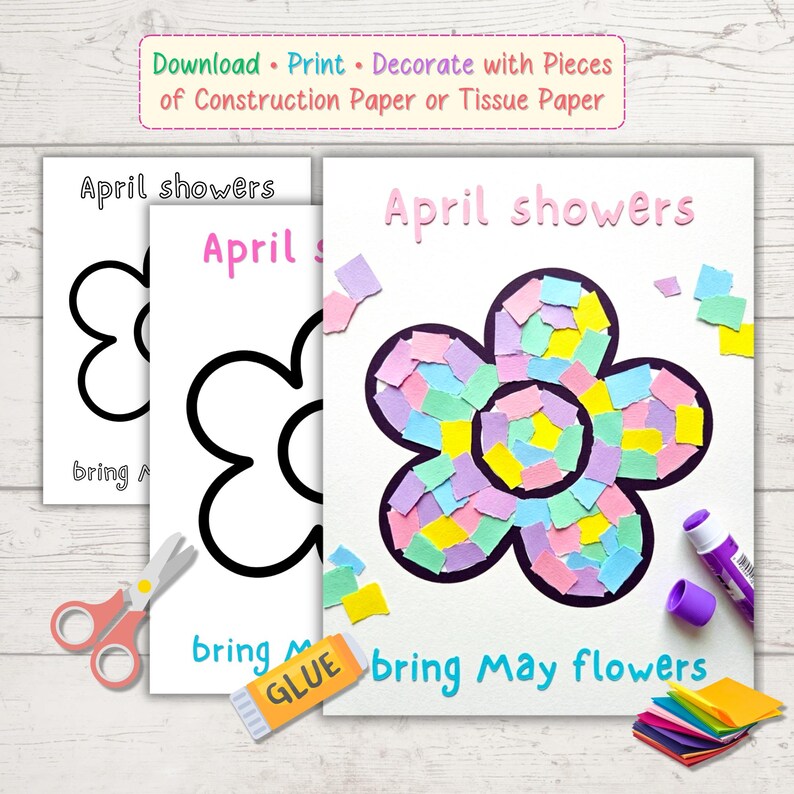 Spring Craft Printable for Kids | Flower Paper Activity | Fine Motor ...