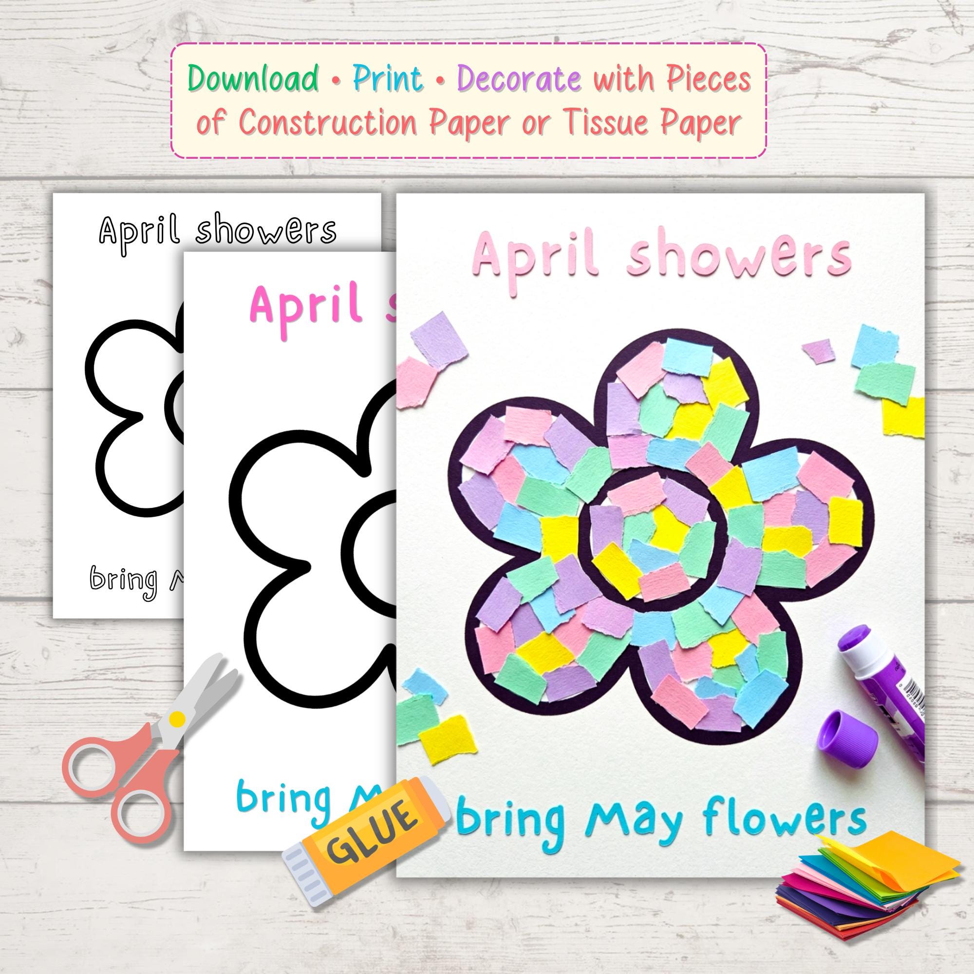 Spring Craft Printable for Kids | Flower Paper Activity | Fine Motor ...