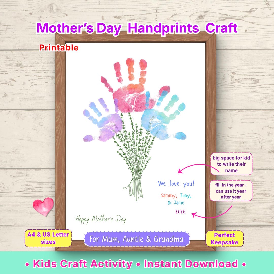 Mother's Day Handprint Flower Bouquet Craft | Kids Keepsake Art ...