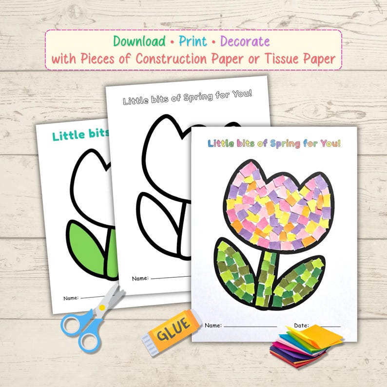 Spring Flower Craft Printable | Preschool Kindergarten Activity ...