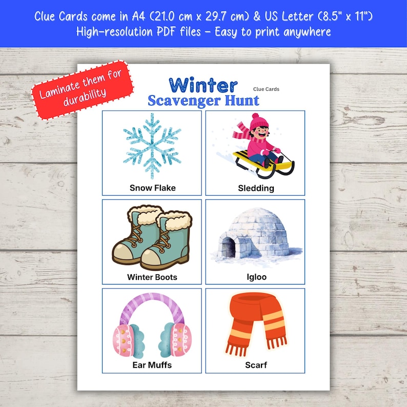 Winter Scavenger Hunt Printable for Kids | Fun Seasonal Game | A4 & US ...