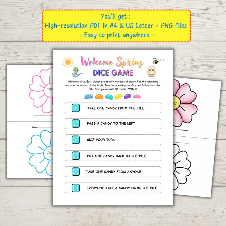 Spring Dice Game Printable, Easter Candy Activity, Classroom Math Game ...