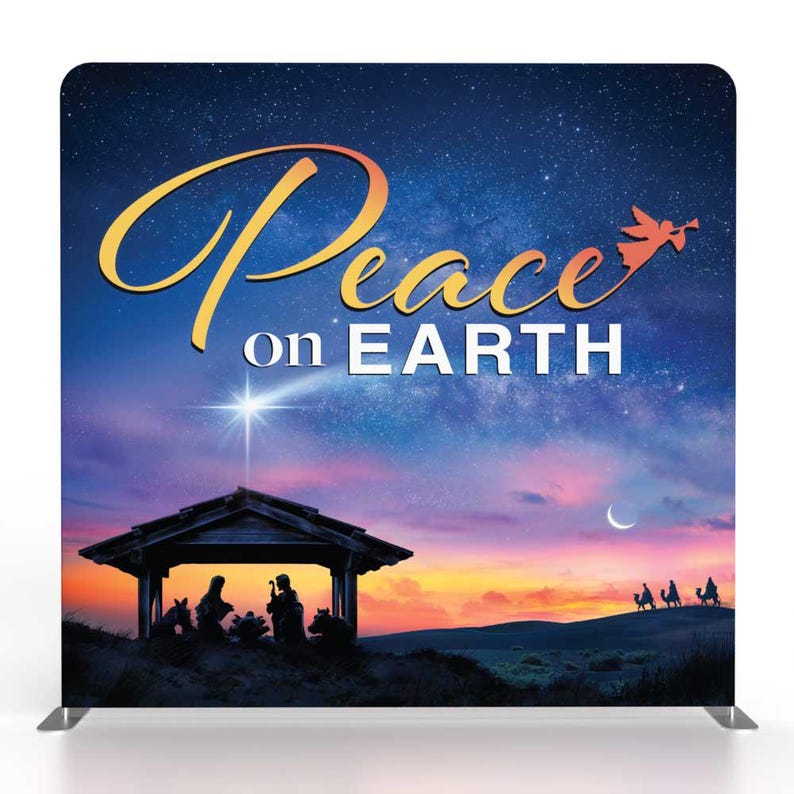 Peace on Earth Christmas Backdrop, Church Nativity Scene, 10x10 Tension ...