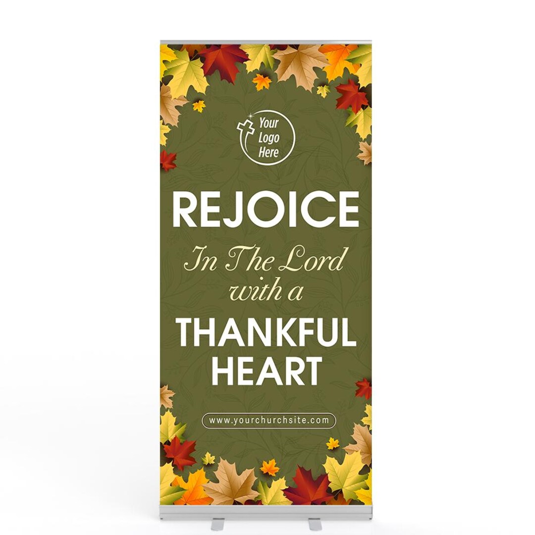Thanksgiving Retractable Banner, Rejoice in the Lord Church Banner ...