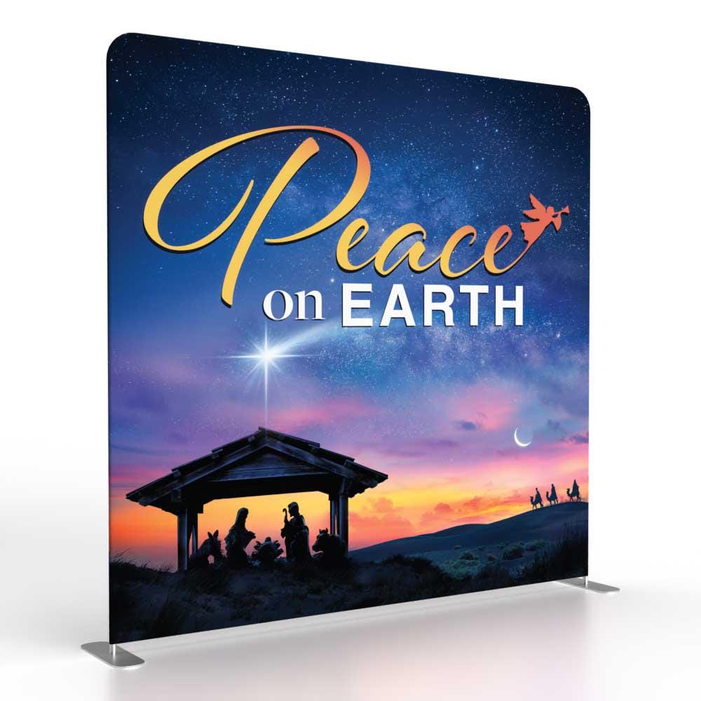 Peace on Earth Christmas Backdrop, Church Nativity Scene, 10x10 Tension ...