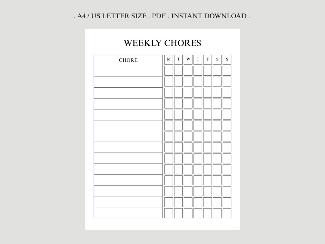 Editable Kids Weekly Chore Chart: Responsibility Checklist (US Letter ...