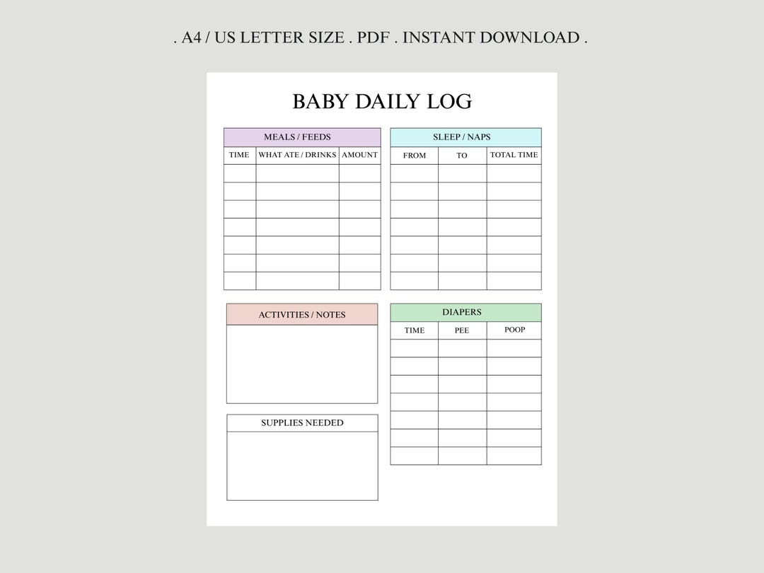 Baby Daily Log Printable, Newborn Tracker (PDF) - Etsy