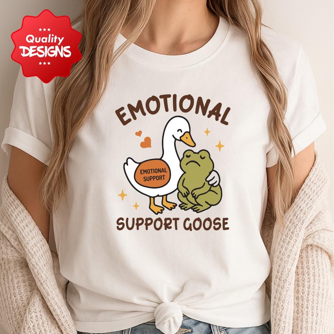 Emotional Support Goose & Frog Hug: Funny Mental Health PNG - Etsy