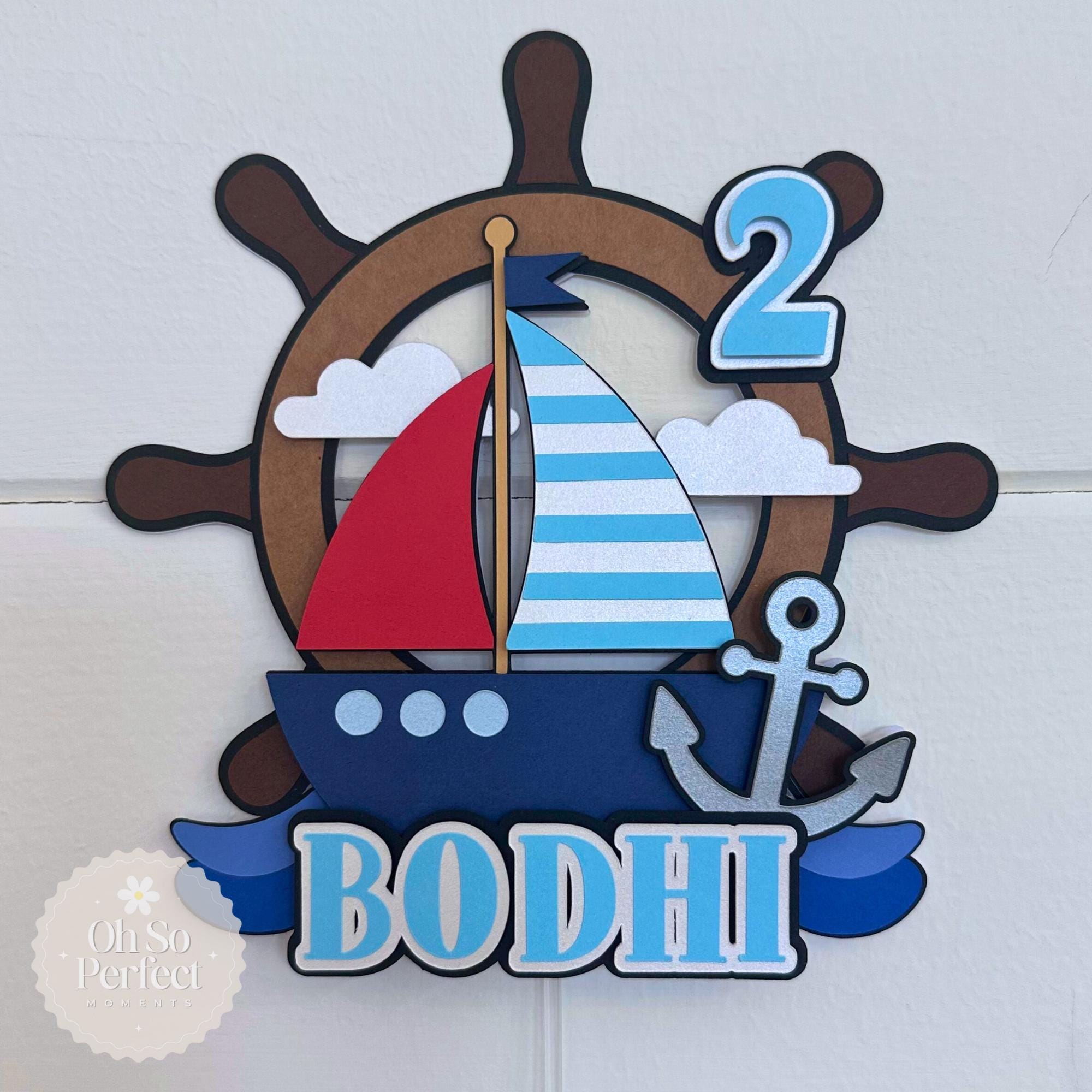 Sailboat Cake Topper | Personalised Name and Age - Etsy