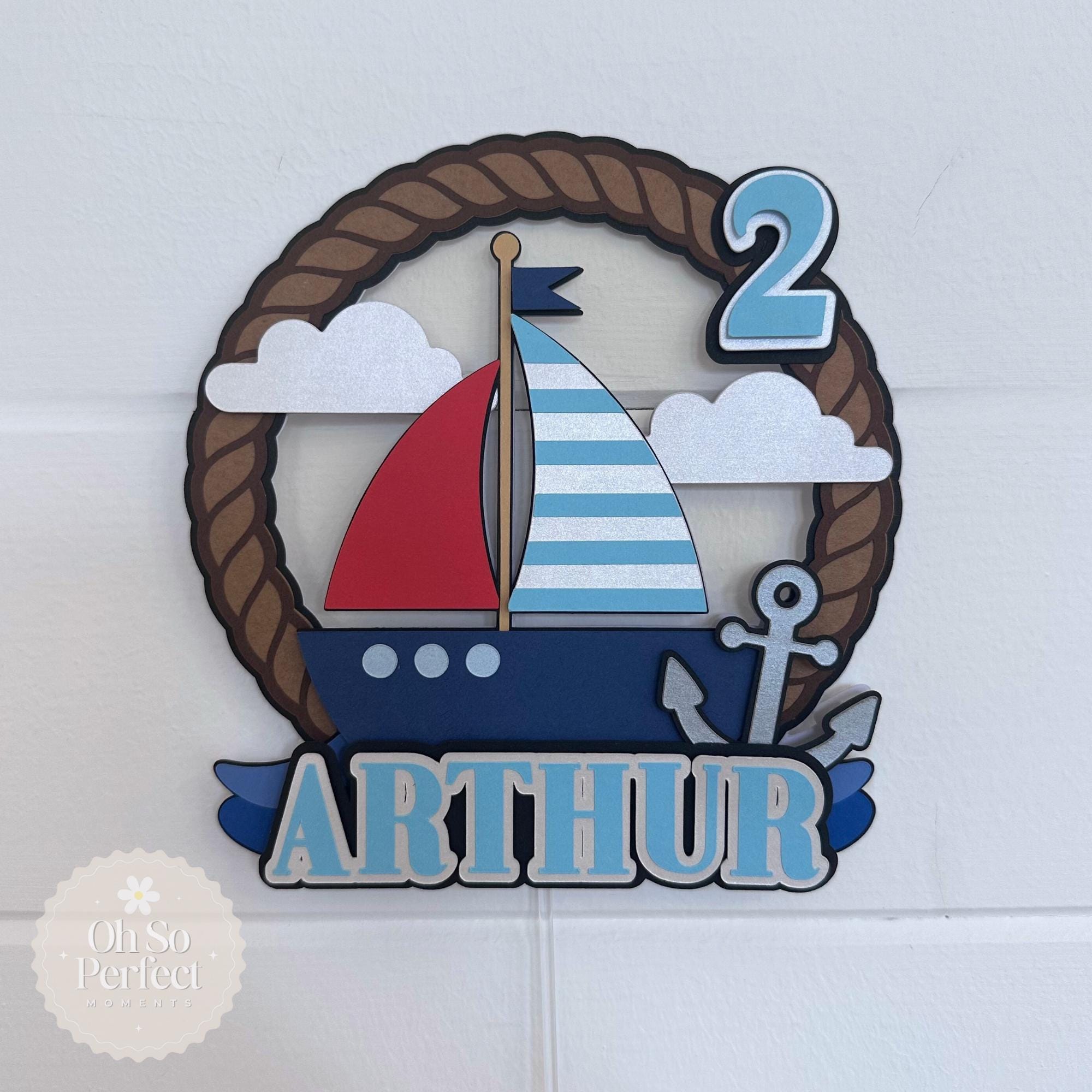 Sailboat Cake Topper | Personalised Name and Age - Etsy