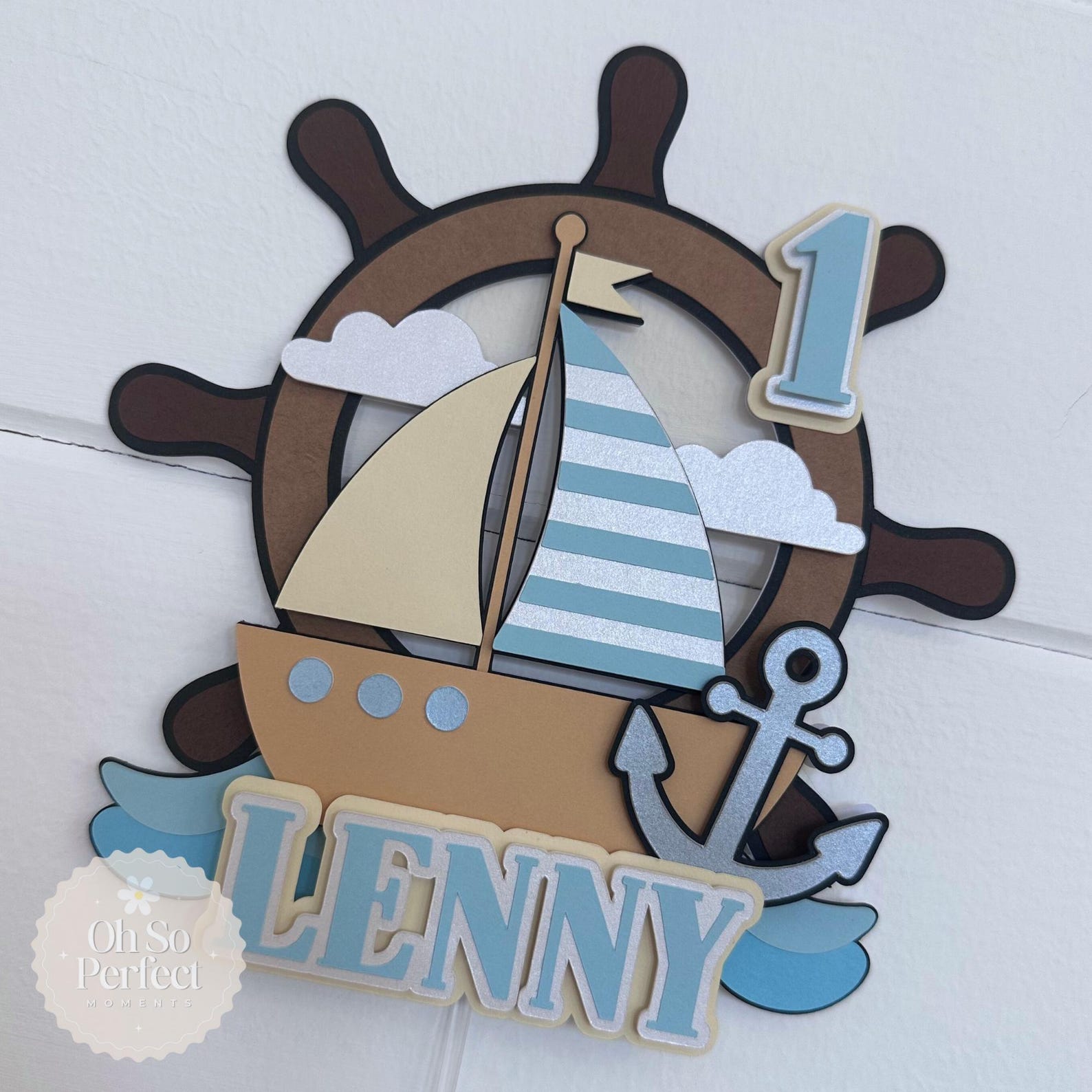 Sailboat Cake Topper | Personalised Name and Age - Etsy