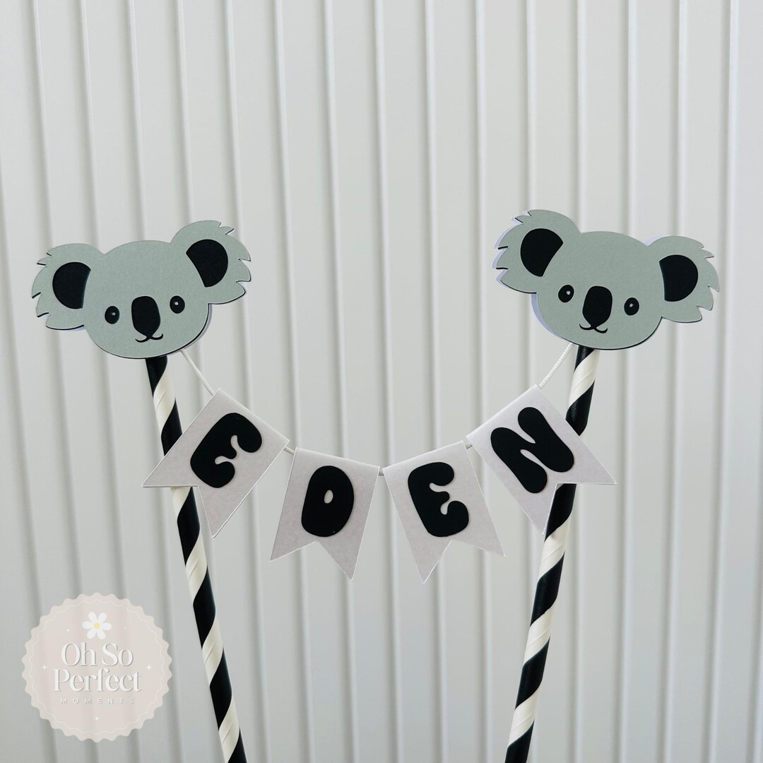 Personalised Koala Cake Topper | Straw Bunting - Etsy