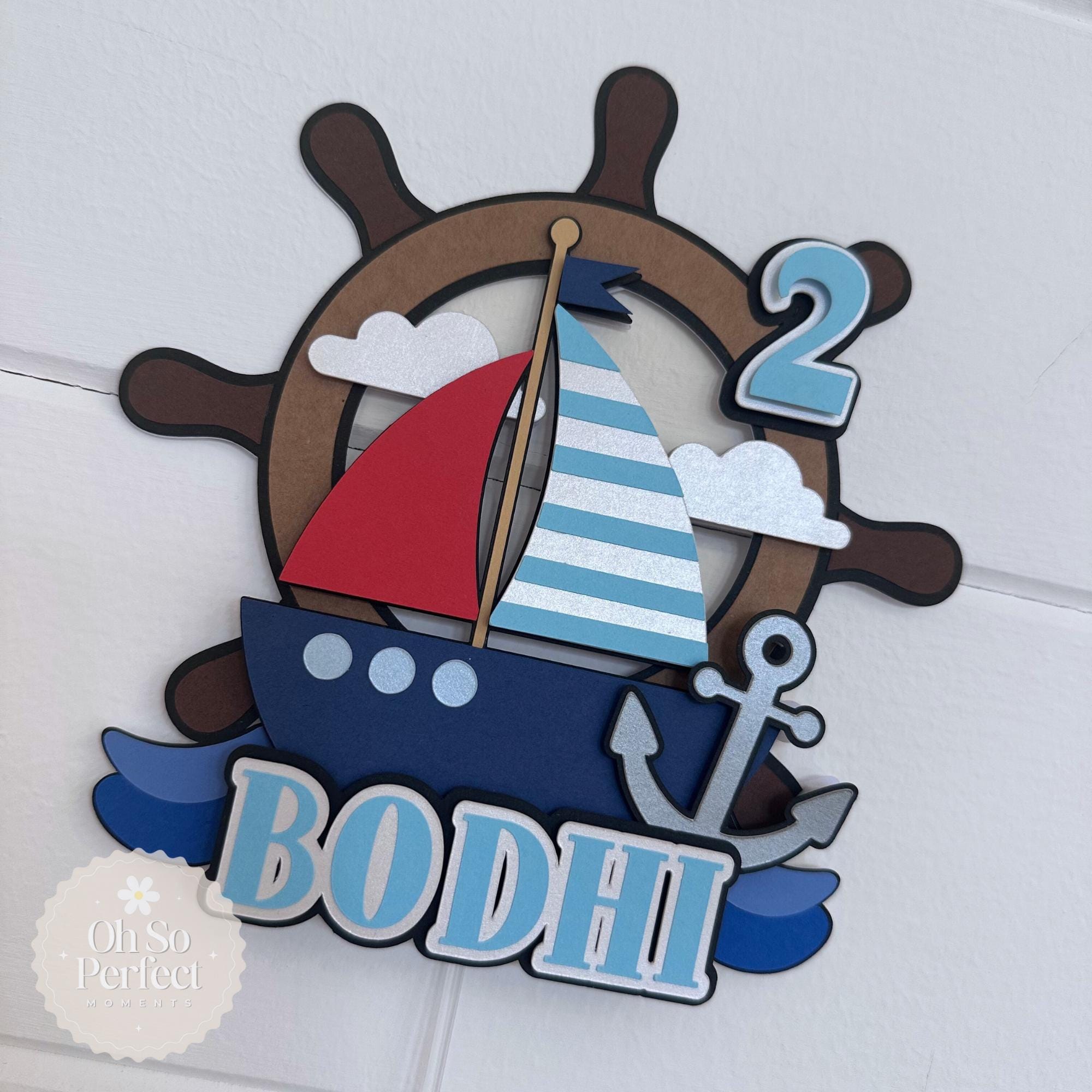 Sailboat Cake Topper | Personalised Name and Age - Etsy