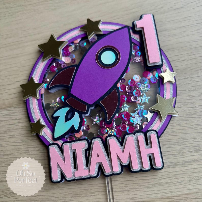 Space Shaker Cake Topper | Personalised Name and Age - Etsy