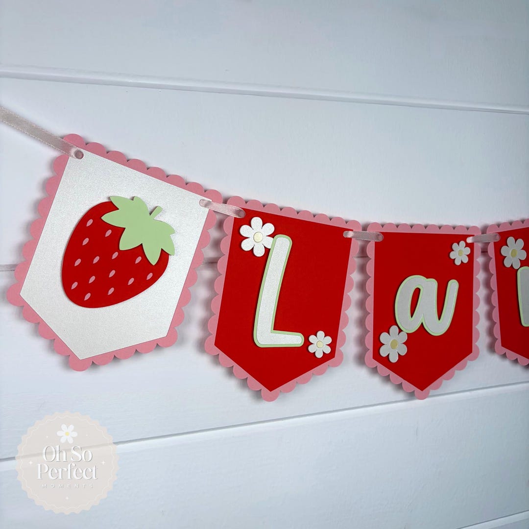 Strawberry Bunting Banner | Personalised Party Decorations - Etsy