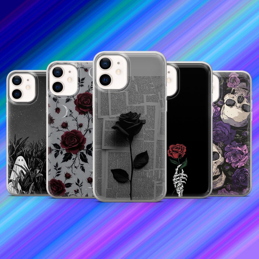 Gothic Emo Phone Case Goth Skull Rose for iPhone 17pro,16,15, 14, 13 ...