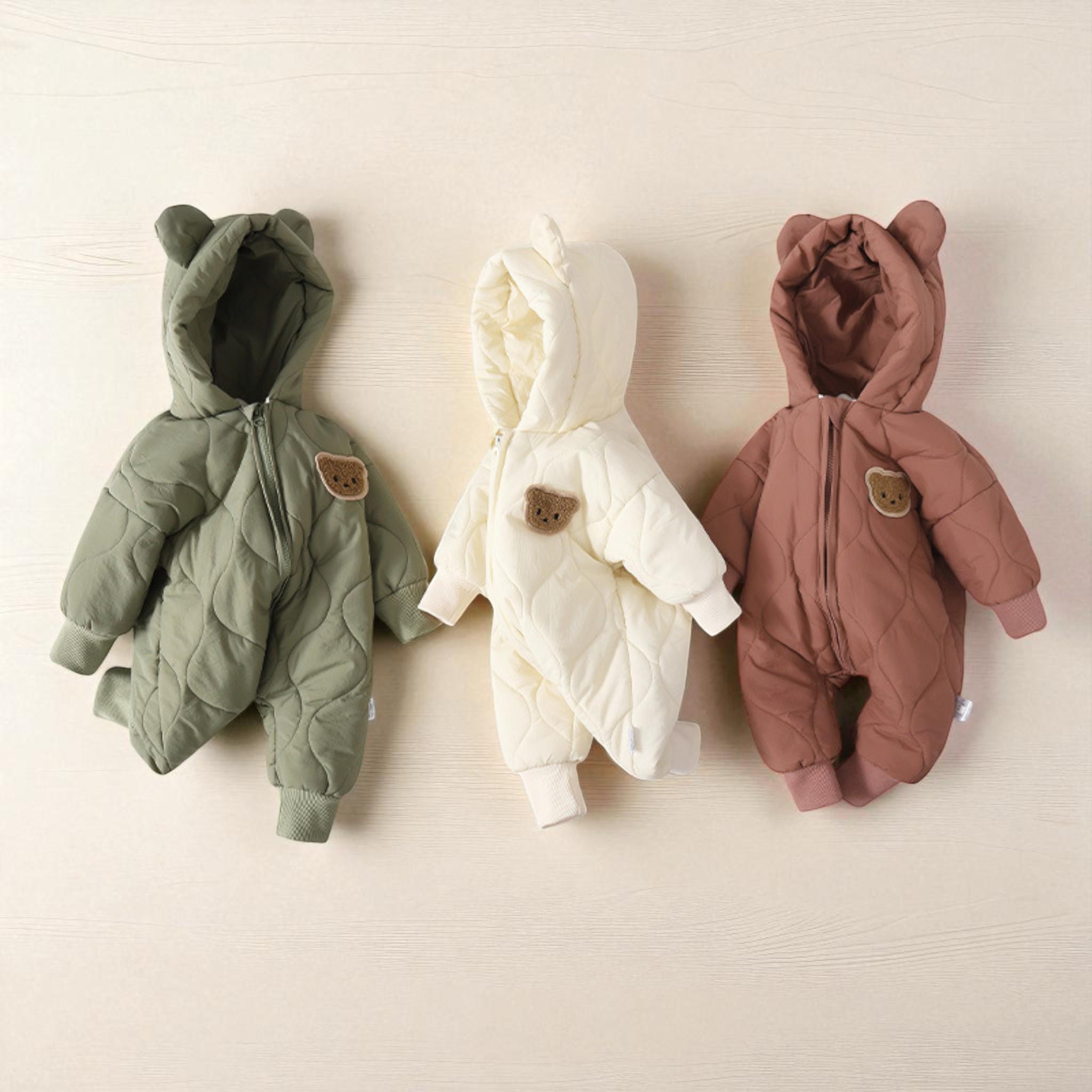 Fur-lined Baby Romper, Cartoon Bear Jumpsuit, Winter Snowsuit - Etsy