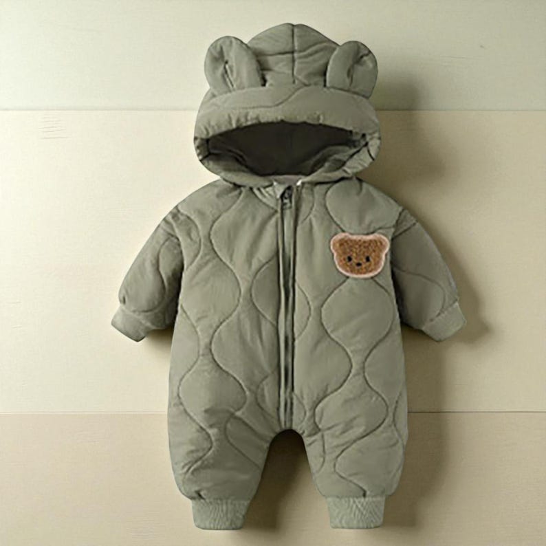 Fur-lined Baby Romper, Cartoon Bear Jumpsuit, Winter Snowsuit - Etsy