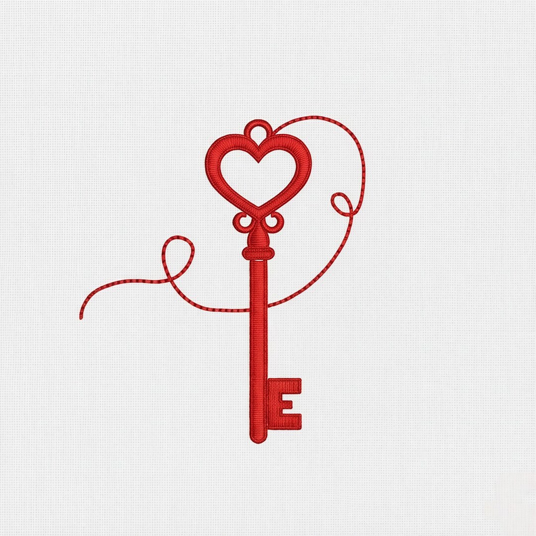 Heart Key Embroidery Design, Valentine Key Digital Download, Key to My ...