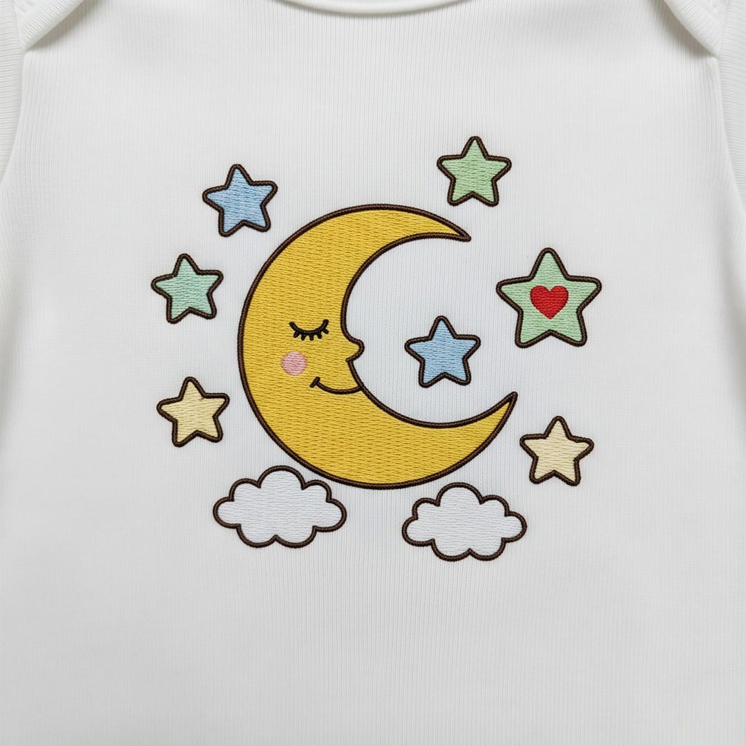 Sleepy Moon Stars Embroidery Design, Nursery Art (digital Download ...