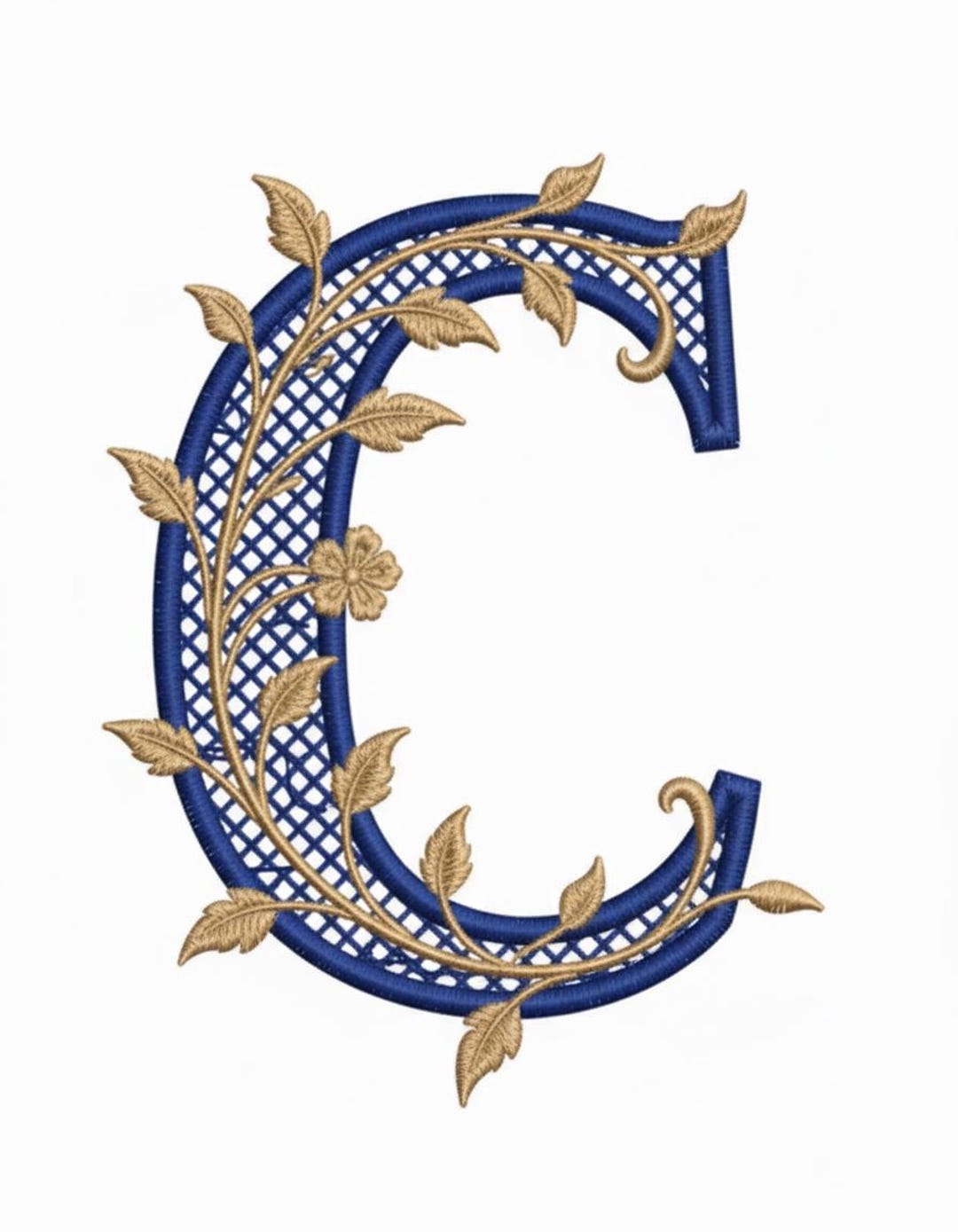 Floral Monogram Letter C Embroidery Design, Vintage Royal Initial (PES ...