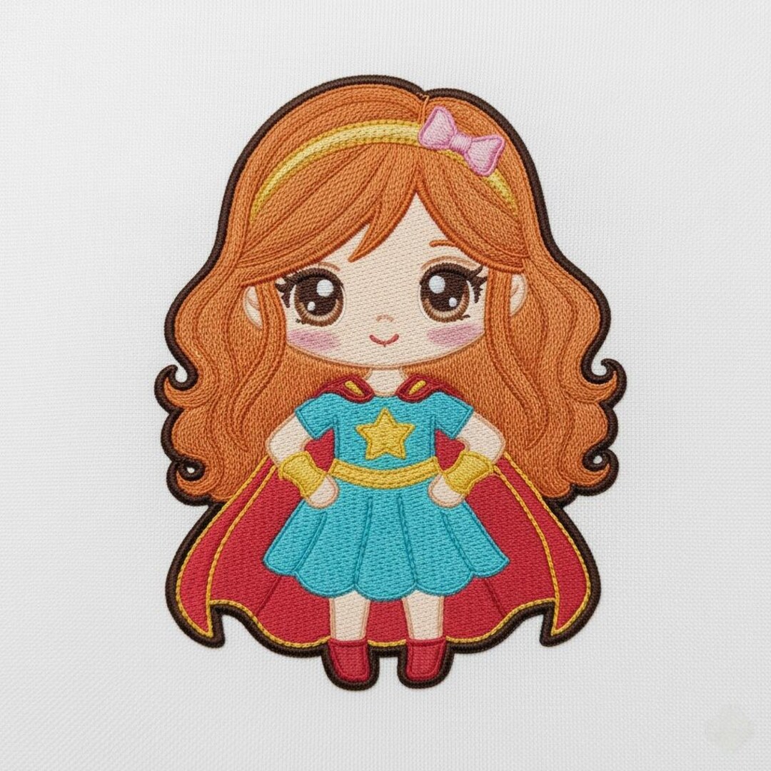 Superhero Girl Embroidery Design, Cute Little Hero Digital Pattern ...