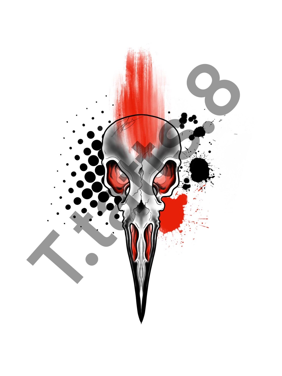 Trash Polka Bird Skull Tattoo Design - DIGITAL DOWNLOAD (no Physical ...