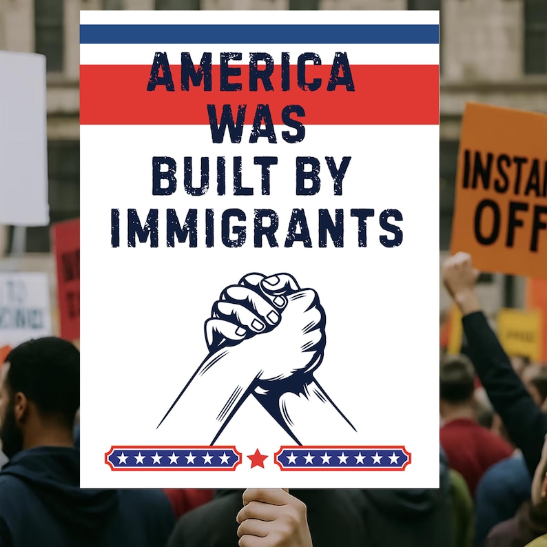 America Was Built by Immigrants Poster – Patriotic Protest Art (digital ...