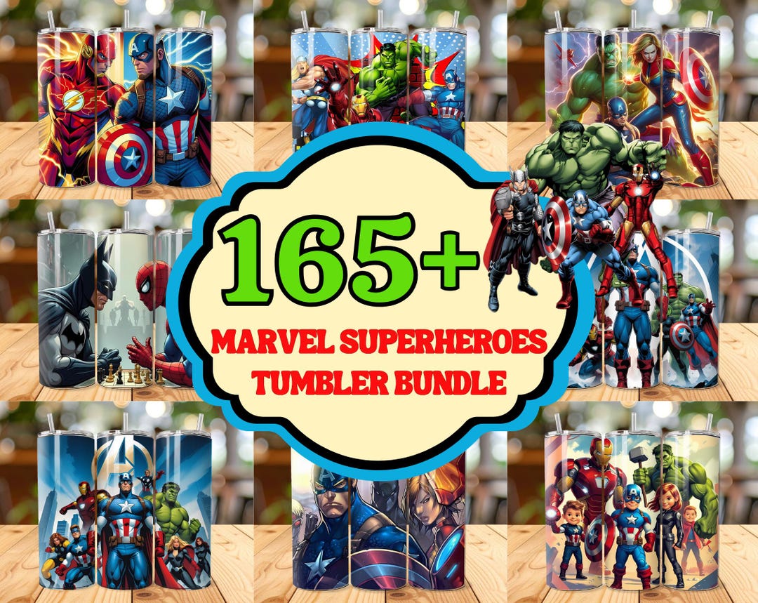 Marvel Superhero Tumbler Wrap Bundle, 20oz Skinny Tumbler PNG (digital ...