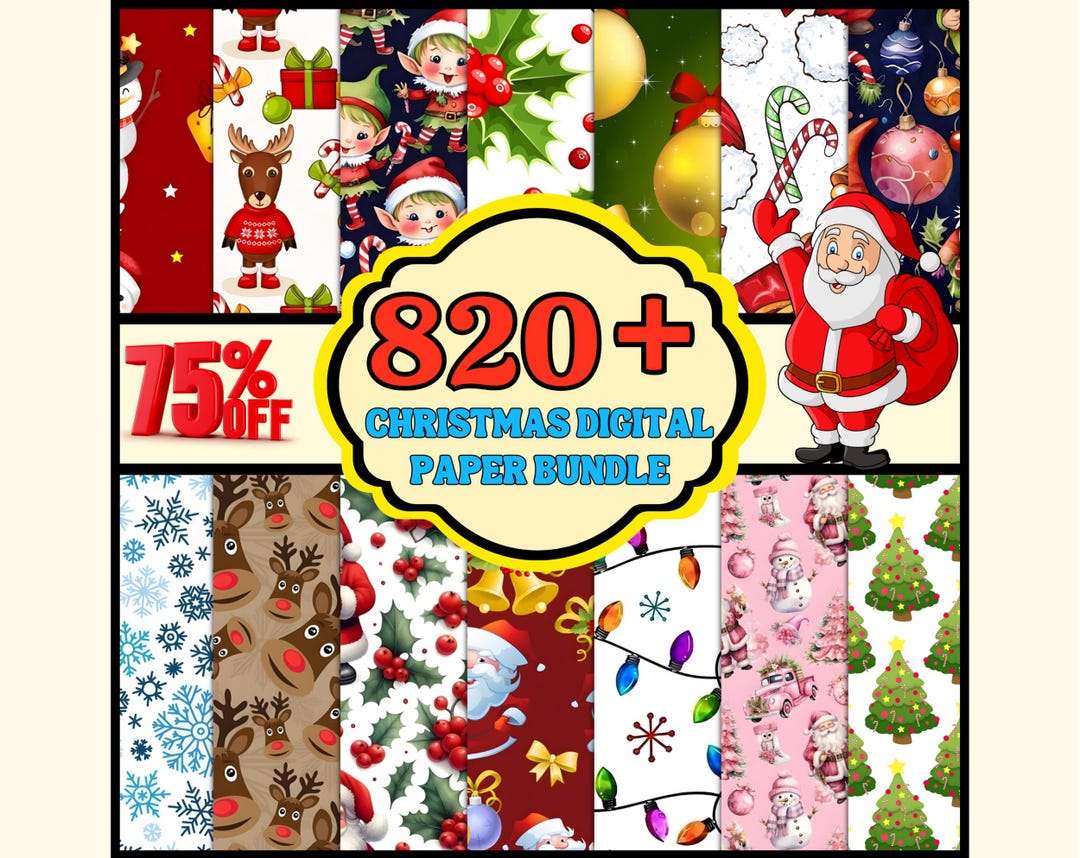820+ Christmas Digital Paper Bundle, Red & Green Backgrounds, Holiday ...