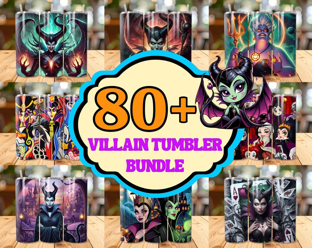 80+ Villain Tumbler Wrap Bundle, Villain Characters 20oz Sublimation ...
