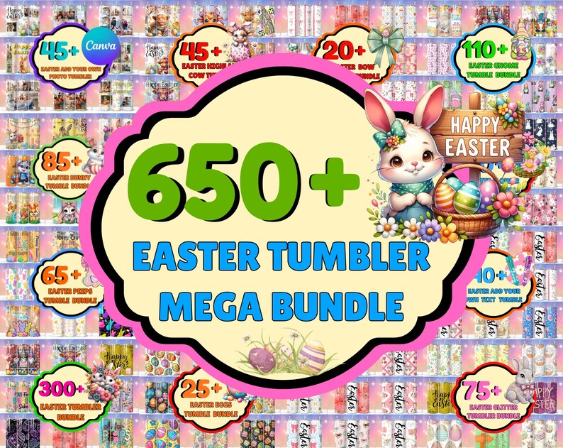650+ Easter Mega Tumbler Bundle, Easter Bunny, Highland Cow, Floral ...
