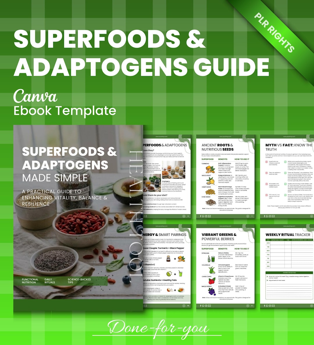 Superfoods and Adaptogens Guide PLR Ebook - Functional Nutrition Canva ...