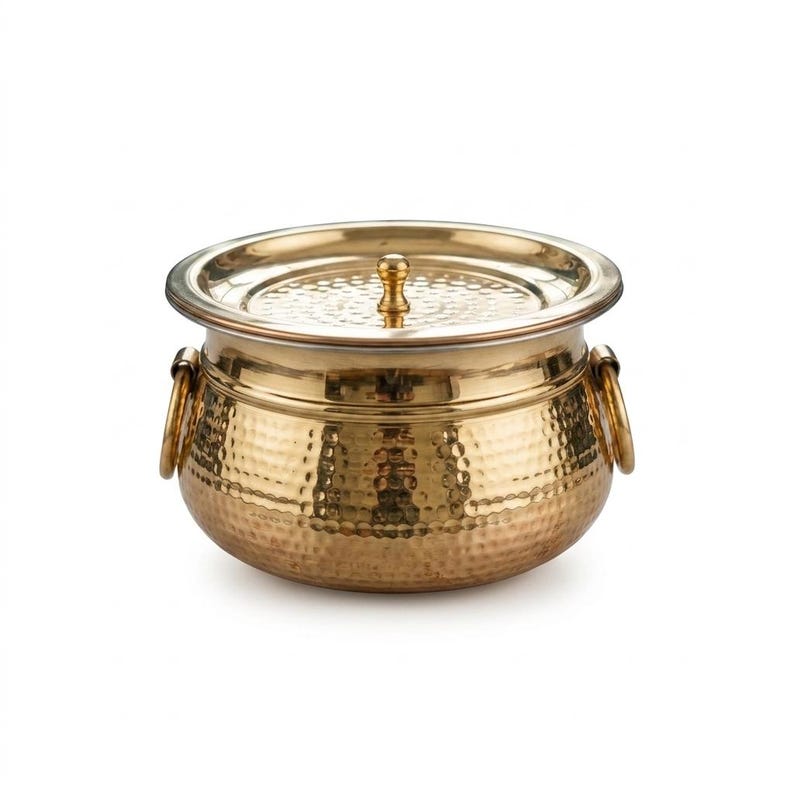 Handcrafted Brass Handi With Lid (kalai Coated) Traditional Indian ...