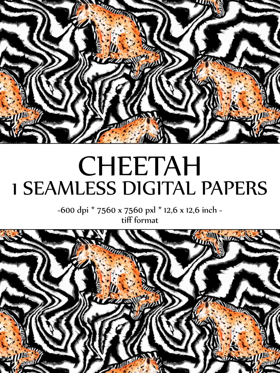 Cheetah Seamless Pattern: 1 TIFF Digital Papers (download) - Etsy