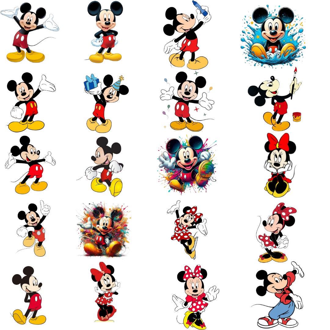 Whimsical Mouse Clipart PNG Bundle Cartoon Mouse Illustrations (digital ...