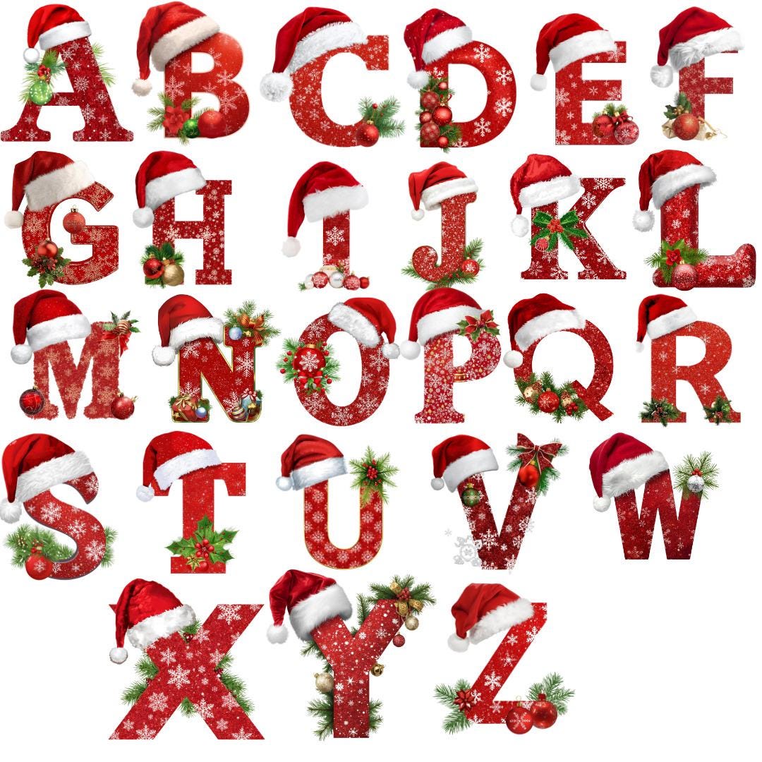 Christmas Alphabet PNG: Holiday Letter Clipart (digital Download) - Etsy