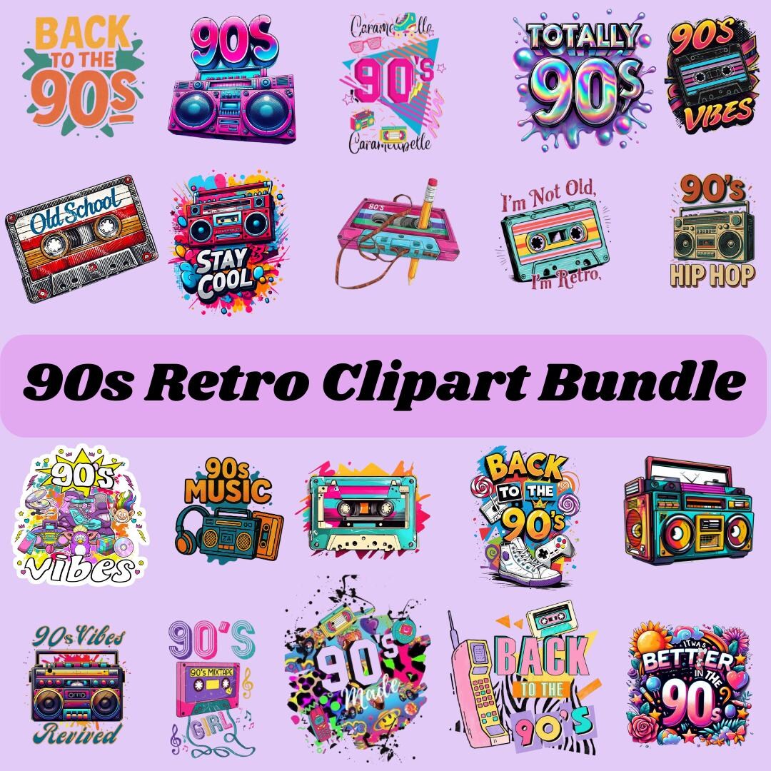 90s Retro Clipart Bundle: PNG & SVG Files (instant Download) - Etsy