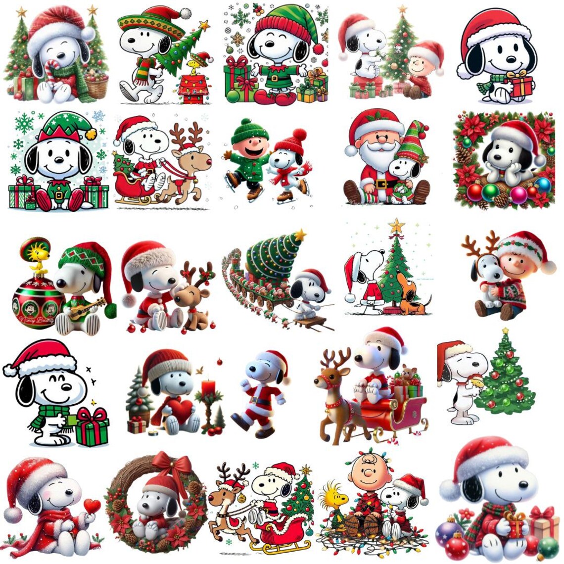 Snoopy Christmas PNG Bundle, Festive Peanuts Clipart (digital Download ...